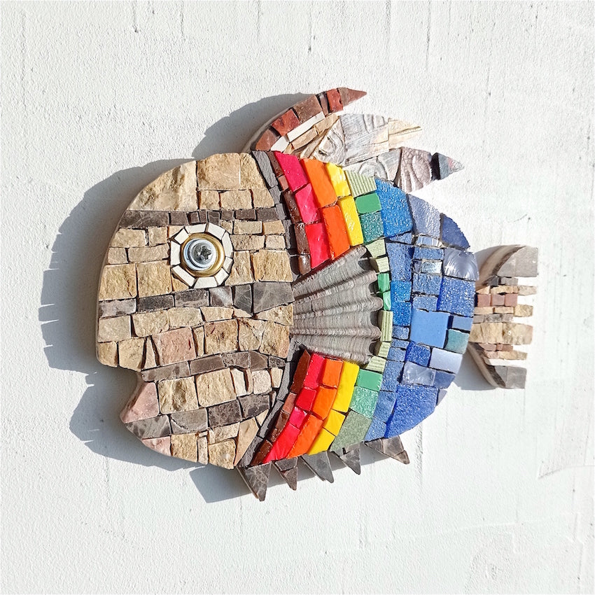 Rainbow fish shell | mosaic | Cecilia Giusti | ZamaLabz